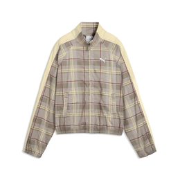 Puma Damen Trainingsjacke "T7 Relaxed Tartan-Jacke Damen", beige, Gr. XS, Obermaterial: 100% Baumwolle. Einsatz: 100% Baumwolle. Seitentasche &ndash; Oben: