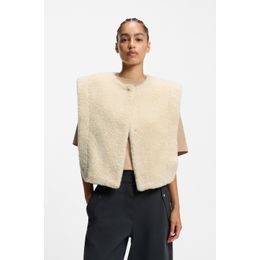 BOSS Orange Damen Fellimitatweste "Cosila Premium Damenmode", beige, Gr. 46, unifarben, Web, Obermaterial: 100% Polyester, Westen, im Teddy-Look,