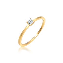 Elli DIAMONDS Damen Verlobungsring "Verlobungsring Diamant Princess Cut (0.1 ct) 585 Gelbgold", 58mm, 0,1 P1 = bei 10-facher Vergr&ouml;&szlig;erung erkennbare