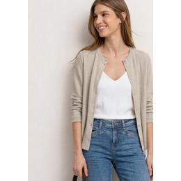 Street One Damen Cardigan, beige, Gr. 46, unifarben, Strick, Obermaterial: 60% Viskose, 40% Polyester, Strickjacken, 3/4-Arm und in Strick-Optik