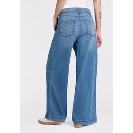 MAC Damen Weite Jeans "WENDY"venice beach wash, Gr. 34, Denim/Jeans, Obermaterial: 98% Baumwolle, 2% Elasthan, Jeans, mit Denim-Binde-G&uuml;rtel