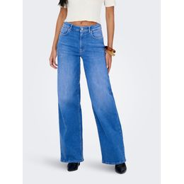 Only Damen High-waist-Jeans "ONLMADISON BLUSH HW WIDE DNM REA262 NOOS", blau, Gr. L, unifarben, Denim/Jeans, Obermaterial: 92% Baumwolle, 6%