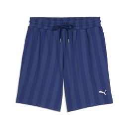 Puma Herren Trainingsshorts "CLASS 8" SHORTS", blau, Gr. L, unifarben, Jersey, Obermaterial: 60% Baumwolle, 40% Polyester, Hosen, Regular Fit, mit