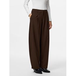 Pieces Damen Anzughose "PCBOSELLA MW BARREL PANTS NOOS BC", braun, Gr. L, unifarben, Web, Obermaterial: 79% Polyester, 16% Viskose, 5% Elasthan,