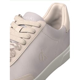 Calvin Klein Damen Plateausneaker "LOW PRO CUPSOLE WT SATIN MIX", Gr. 40hellgrau, altrosa, Leder, Textil, aufgeraut, unifarben, Basic, Schuhe,