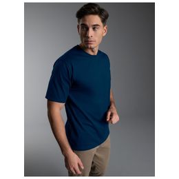 TRIGEMA Herren T-Shirt "TRIGEMA T-Shirt aus 100% Baumwolle", blau, Basic, Gr. M, Single Jersey, 100% Baumwolle, Shirts