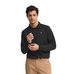 Lang&auml;rmliges Poloshirt schwarz im Regular Fit mit Rigby Go Stickerei