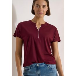 Cecil Damen T-Shirt, rot, Gr. L, unifarben, Web, 50% Modal, 50% Baumwolle, Shirts, im Tunika-Style
