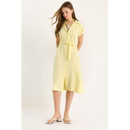 V-Ausschnitt Midi-Kleid mit Knopf und Bindebanddetails