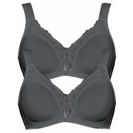 Viania Damen Soft-BH "2er Pack Soft BH Helga", Gr. 85, grau, Stoff, Obermaterial: 68% Polyester PES. 13% Elasthan EL. 12% Baumwolle CO. 7% Polyamid
