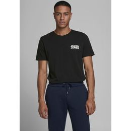 Jack & Jones JACK & JONES Herren T-Shirt "JJECORP Herren-Tee mit figurbetonter Silhouette", schwarz, Gr. XS, bedruckt, Jersey, Obermaterial: 100% Baumwolle,