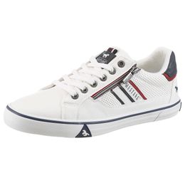 Mustang Shoes Herren Sneaker "Giuliano", Gr. 43, wei&szlig;, Lederimitat, unifarben, Schuhe, Freizeitschuh, Halbschuh, Schn&uuml;rschuh mit modischem Lochmuster