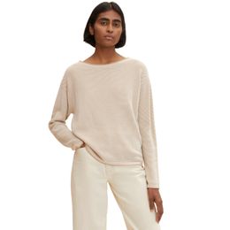 Tom Tailor Damen Strickpullover, beige, Gr. XL, Strukturmuster, Strick, Obermaterial: 100% Baumwolle, Pullover, mit modischer Struktur