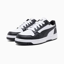 Puma Jungen Sneaker "REB-L JR", Gr. 36, schwarz-wei&szlig;, Synthetik, unifarben, Schuhe, niedrige Silhouette, mit Schn&uuml;rung, mit Gummidetails am Kn&ouml;chel