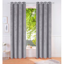 Gardine, B:140cm H:145cm, grau, LeGer Home by Lena Gercke, Polyester, Recyceltes Material, Wohnzimmer, Gardinen, "LADINA", blickdichter Vorhang, Samt