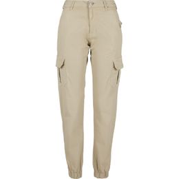 Urban Classics Damen Cargohose "Urban Classics Damen Ladies High Waist Cargo Pants", beige, Gr. 29, unifarben, 98% Baumwolle, 2% Elasthan, Hosen