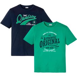 bonprix Herren T-Shirt, gr&uuml;n, Gr. 48, bedruckt, mehrfarbig, unifarben, Jersey, Obermaterial: 100% Baumwolle, Shirts, Regular Fit, Kurzarm-Design, aus
