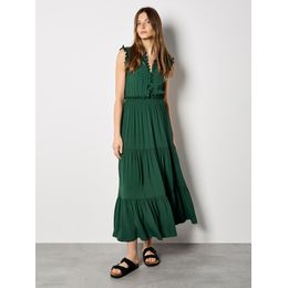 Apricot Damen Maxikleid "Maxikleid mit V-Ausschnitt", gr&uuml;n, Gr. 38, uni, gewebt, Obermaterial: 100% Viskose CV., Kleider, mit R&uuml;schen