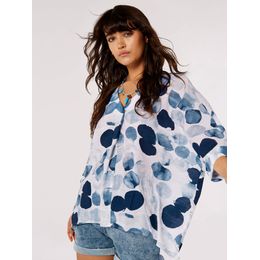 Apricot Damen Shirtbluse "Bedrucktes Blusentop", blau, Gr. M, bedruckt, gewebt, Obermaterial: 65% Viskose CV. 35% Polyester PES., Blusen, mit