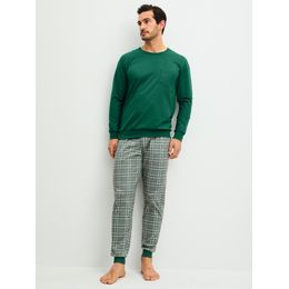Calida Herren Schlafanzug "Relax Imprint 2", Gr. L, gr&uuml;n, Single Jersey, Obermaterial: 100% Baumwolle, Homewear-Sets, aus weicher