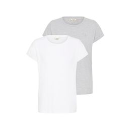oxmo Damen Rundhalsshirt "Rundhalsshirt OXCoda 2 Pack", wei&szlig;, Gr. XXL, Obermaterial: 50% Baumwolle CO. 50% Polyester PES., Shirts
