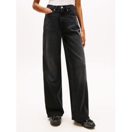 Tommy Jeans Damen Loose-fit-Jeans "CLAIRE HR WD", schwarz, Gr. 30, Abriebeffekte, Denim/Jeans, Obermaterial: 99% Baumwolle, 1% Elasthan, Jeans