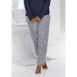 Damen Pyjamahose, VIVANCE DREAMS BY LASCANA, Gr. 44, bunt, Single Jersey, Obermaterial: 50% Baumwolle, 50% Viskose, gepunktet, Basic, Hosen, mit