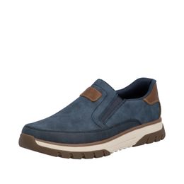 Rieker Herren Slip-On Sneaker, Gr. 46, blau, Lederimitat, unifarben mit Farbeinsatz, Schuhe, Slipper, Halbschuh, Freizeitsneaker mit Kontrastbesatz