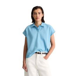 Marc O'Polo Damen Poloshirt "aus Interlock-Jersey", blau, Gr. XXS, MARC O'POLO DENIM, unifarben, Obermaterial: 96% Baumwolle, 4% Elasthan, Shirts