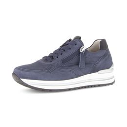 Gabor Damen Plateausneaker "TURIN", Gr. 40, blau, Ziegenveloursleder, Schuhe, Freizeitschuh, Halbschuh, Schn&uuml;rschuh, Au&szlig;enrei&szlig;verschluss, G-Weite