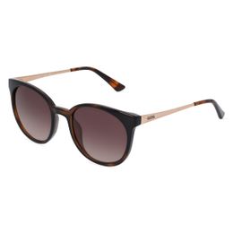 Guess GU7503 | Unisex-Sonnenbrille | Fassung: Vollrand, Rund, Kunststoff, Braun Transparent | Glasfarbe: Braun Verlaufend