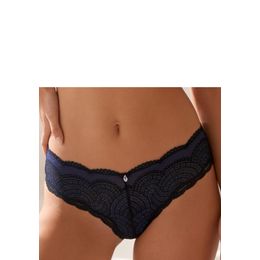 Lascana Damen Panty "Kira", Gr. 36, blau, Spitze, Obermaterial: 89% Polyamid, 11% Elasthan, Unterhosen, mit edler Schn&uuml;rung