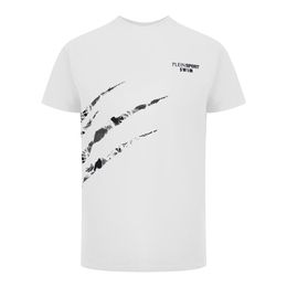 Plein Sport Kurzarmkratz-Logo T-Shirt in Wei&szlig;