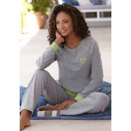 Damen Pyjama, Grau, Gr. 56/58, Vivance Dreams by Lascana, Pyjamas, Material: Baumwolle