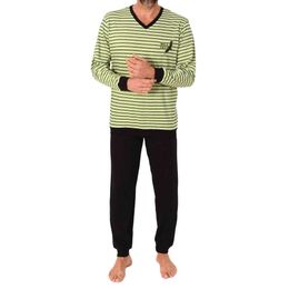 Normann Langarm Schlafanzug Pyjama Streifen in gr&uuml;n | Gr.: 58