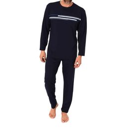 Normann Schlafanzug langarm Frontprint in navy1 | Gr.: 52