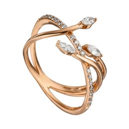 Jobo Damen Diamantring "Ring Ros&eacute;goldring verschlungen", 56, SI = kleine Einschl&uuml;sse, Diamanten Ros&eacute;gold 585, rosa, Diamanten, Ros&eacute;gold 585,