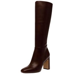 Steve Madden Damen High-Heel-Stiefel "Steve Madden Stiefel Lederimitat", Gr. 40, braun, Lederimitat, Schuhe