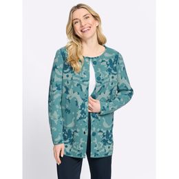 Sieh an! Jacquard-Strickjacke in mint-aquapetrol-gemustert | Gr.: 44