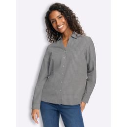 Heine Damen Karobluse, Grau, Gr. 42, Blusen langarm, Material: Baumwolle