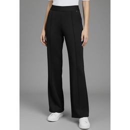 Bruno Banani Damen Jerseyhose, schwarz, Gr. 38, unifarben, Milano Rib, Obermaterial: 76% Polyester, 20% Viskose, 4% Elasthan, Hosen, in Anzug-Optik,