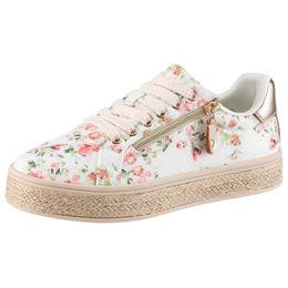ANISTON SHOES Damen Plateausneaker, Gr. 40, bunt, Lederimitat, Textil, gebl&uuml;mt, Schuhe, Sneaker, Schn&uuml;rschuh mit bunten Metallic-Besatz