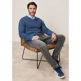 MAN'S WORLD MAN'S WORLD Herren V-Ausschnitt-Pullover "Neue Kollektion Highlight Strickstruktur", blau, Gr. M, unifarben, Strick, Obermaterial: 50% Baumwolle, 50%