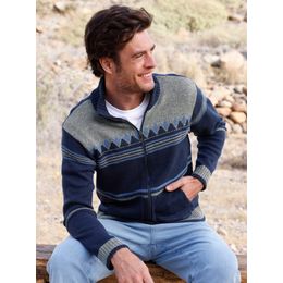 Catamaran Herren Cardigan, blau, Gr. 50, gemustert, gestreift, mehrfarbig, 70% Polyacryl, 30% Wolle, Strickjacken