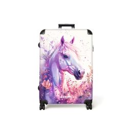 NoBoringSuitCases Suitcase, Koffer, Reisekoffer Pferd rosa wei&szlig; | Gr.: 36 L