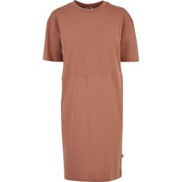 Urban Classics Damen A-Linien-Kleid "Urban Classics Damen Ladies Organic Oversized Slit Tee Dress", braun, Gr. XS, unifarben, 100% Baumwolle, Kleider