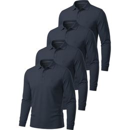 Normani 4er Set Herren Langarm Poloshirt Lyroe in Navy | Gr.: S