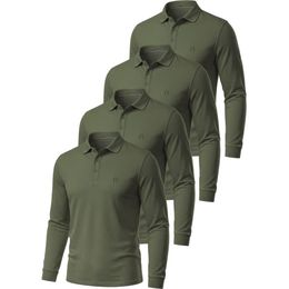 Normani 4er Set Herren Langarm Poloshirt Lyroe in Oliv | Gr.: 4xl