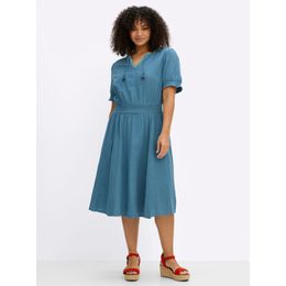 sheego Damen Sommerkleid "Kleid", blau, Gr. 50, unifarben, 100% Baumwolle, Kleider