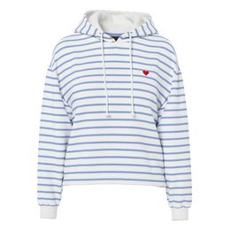 Pieces Damen Kapuzensweatshirt "PCCHILLI LS HOODIE STRIPES EMB NOOS BC", wei&szlig;, Gr. XL, gestreift, Sweatware, Obermaterial: 50% Baumwolle, 50%